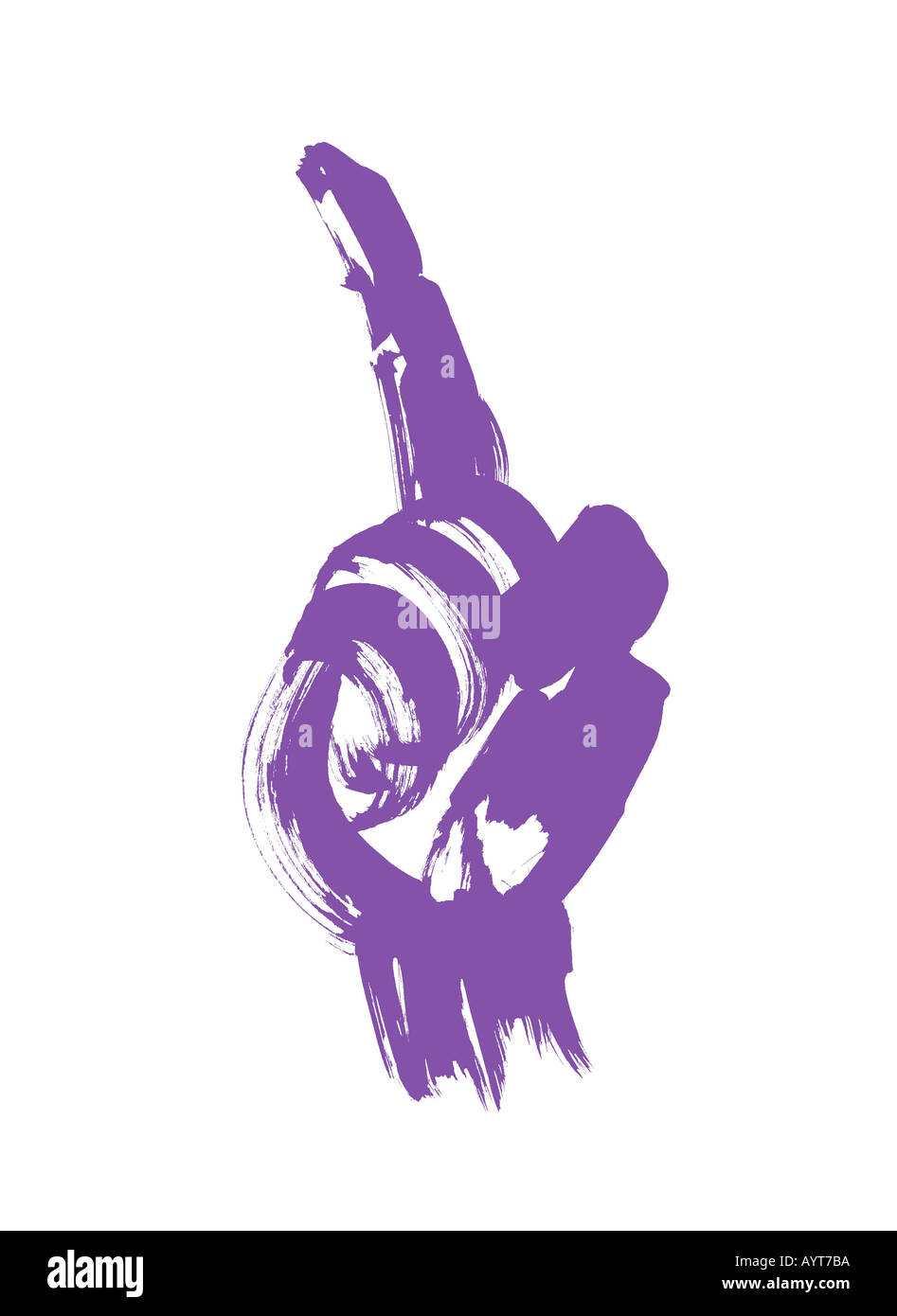 Purple brush work illustration of a pointing finger Stock Photo - Alamy