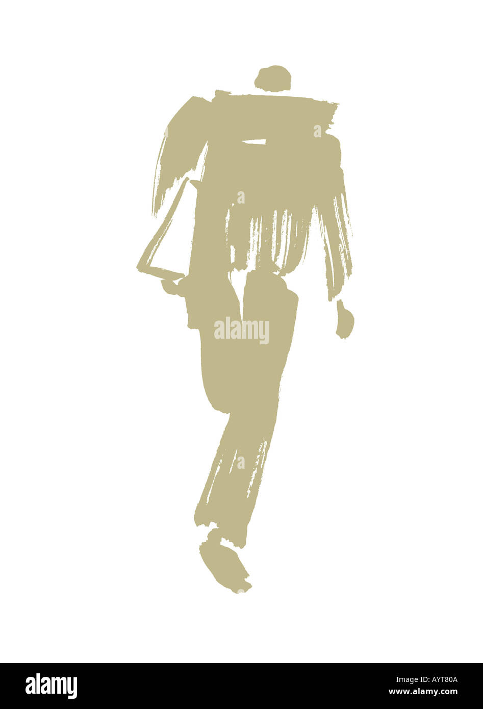 Beige brush work illustration of a back view of man running Stock Photo ...