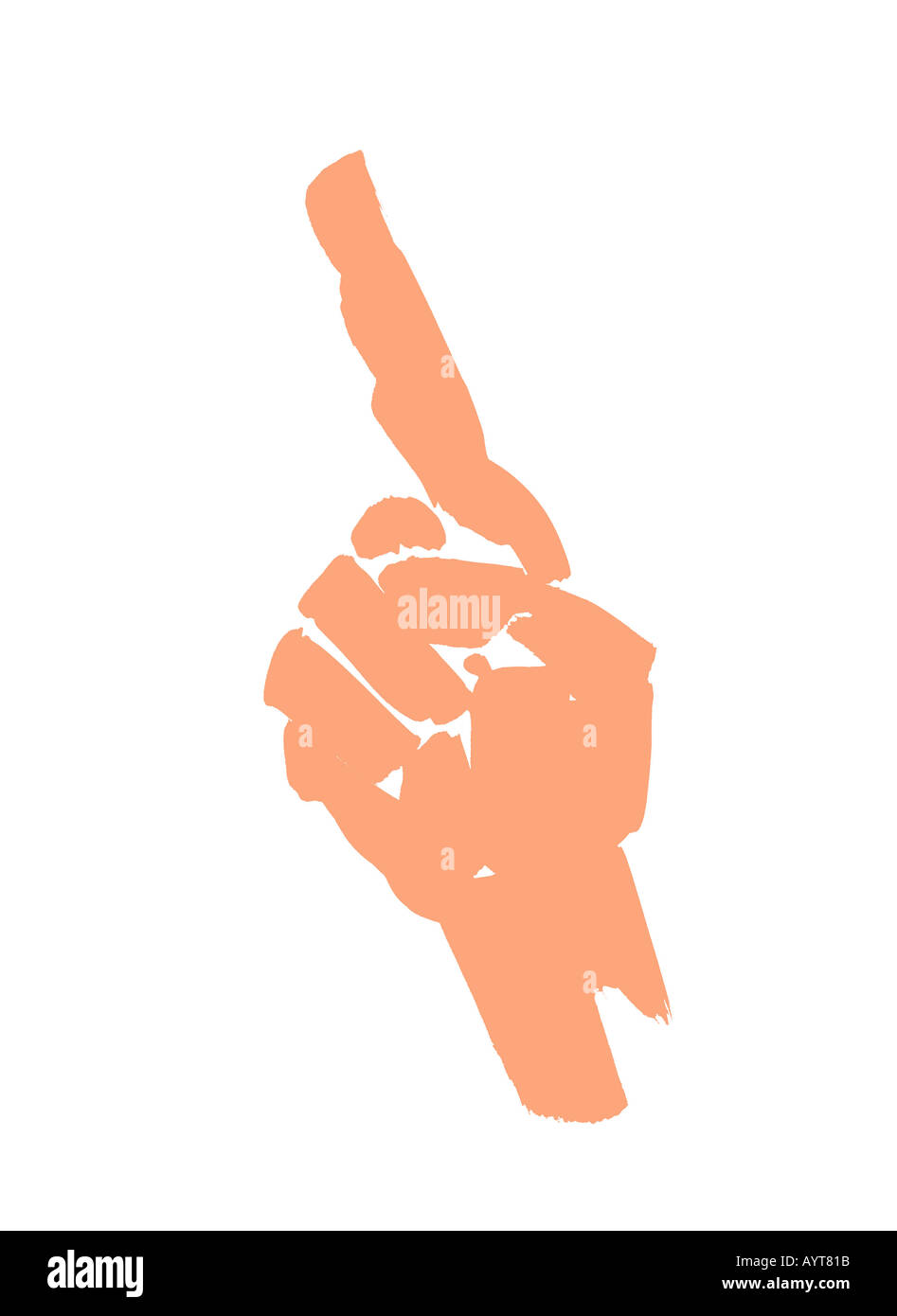 Pink brush work illustration of a pointing finger Stock Photo - Alamy