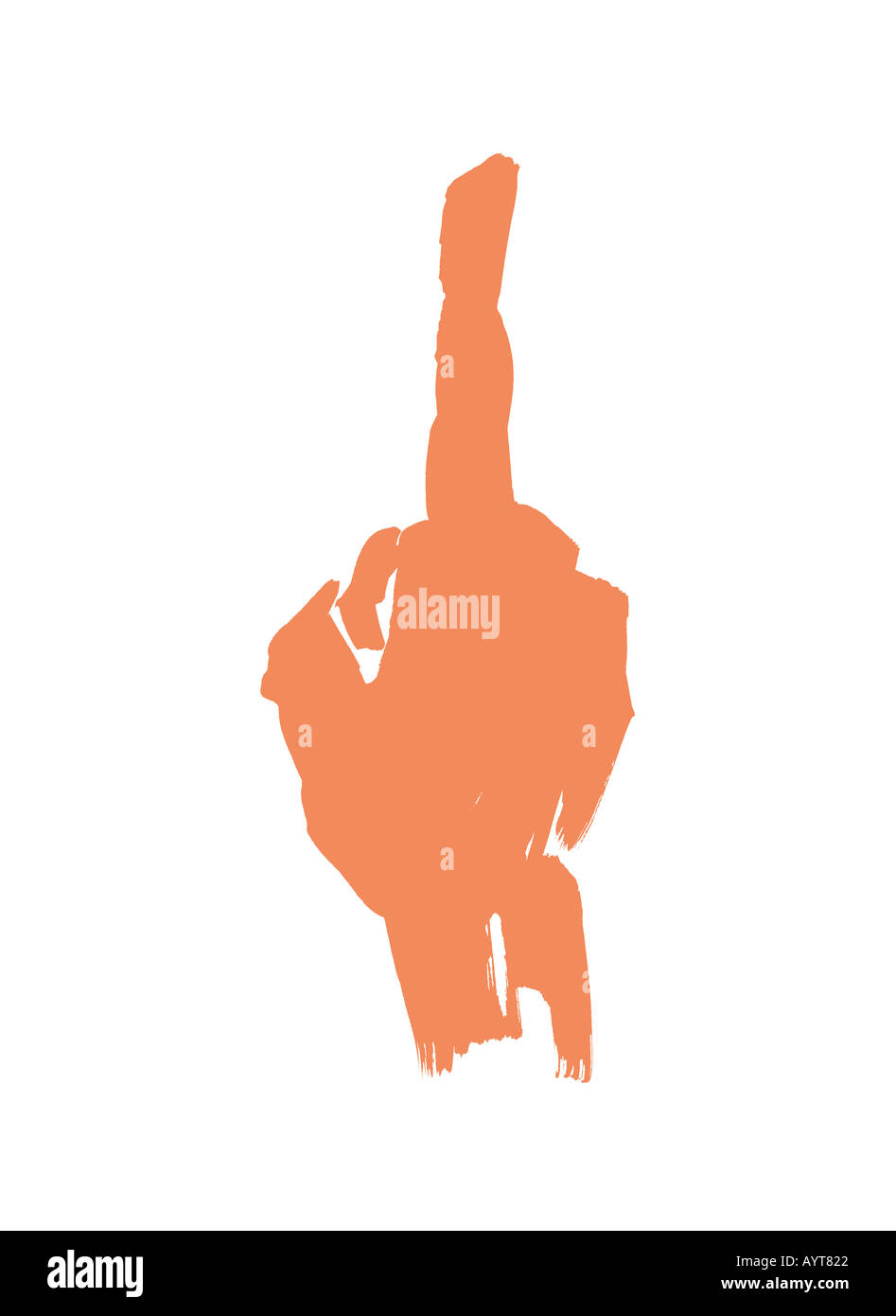 Pink brush work illustration of a pointing finger Stock Photo - Alamy