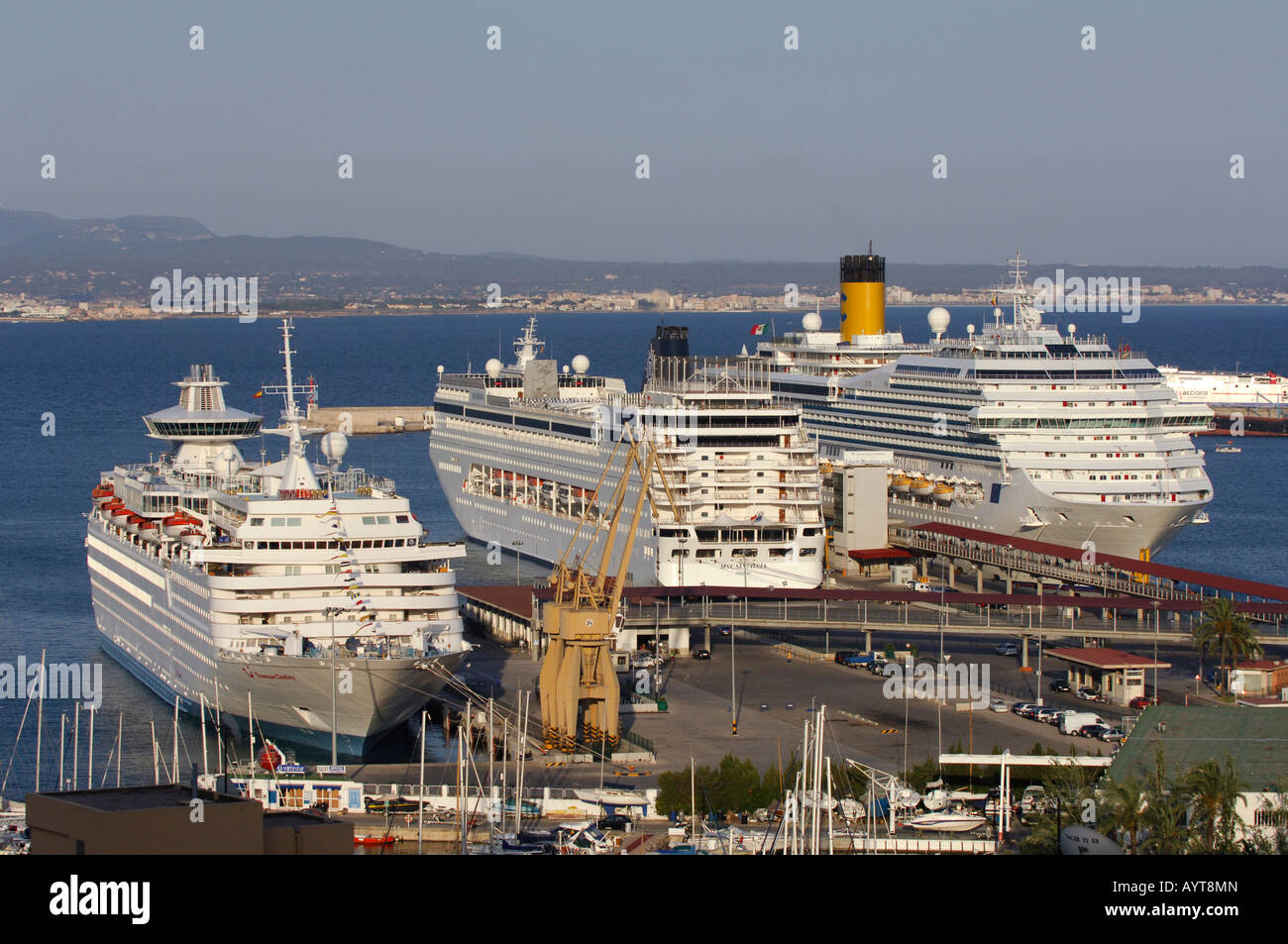 Three cruise ships Thomson Destiny MSC Sinfonia and Costa Fortuna ...