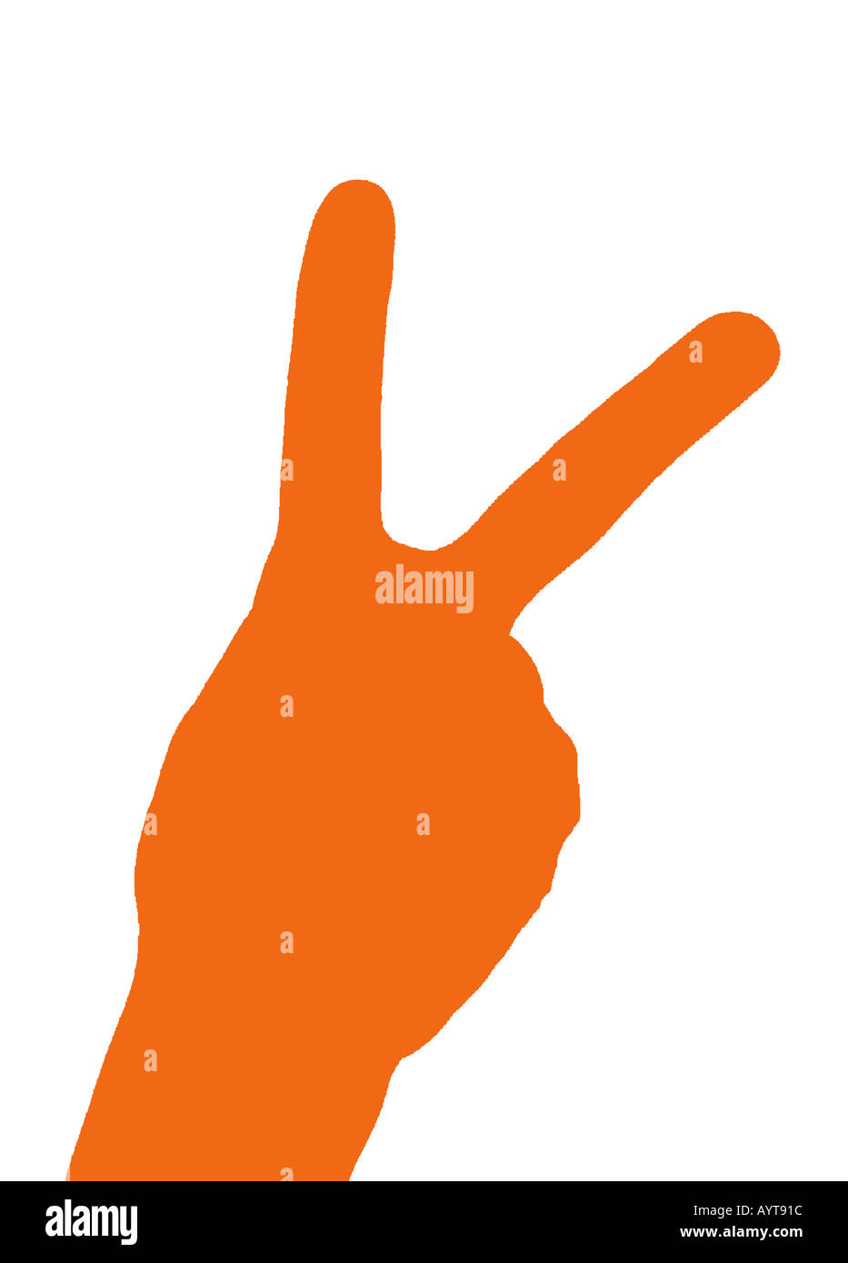 Silkscreen illustration of hand making a peace sign Stock Photo - Alamy