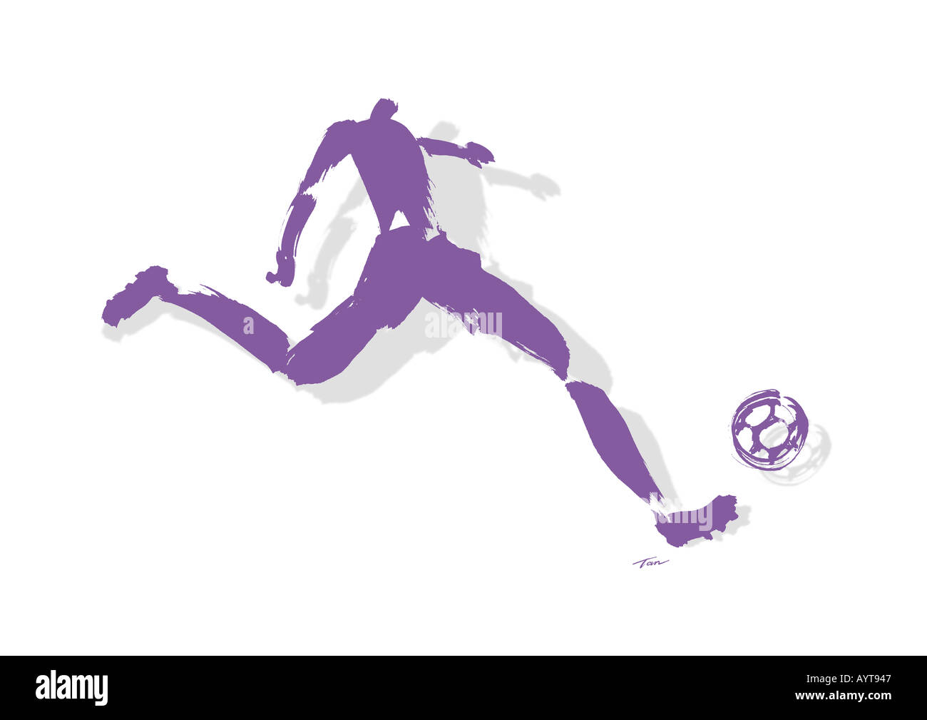 Artistic color brush work illustration of a soccer player Stock Photo ...