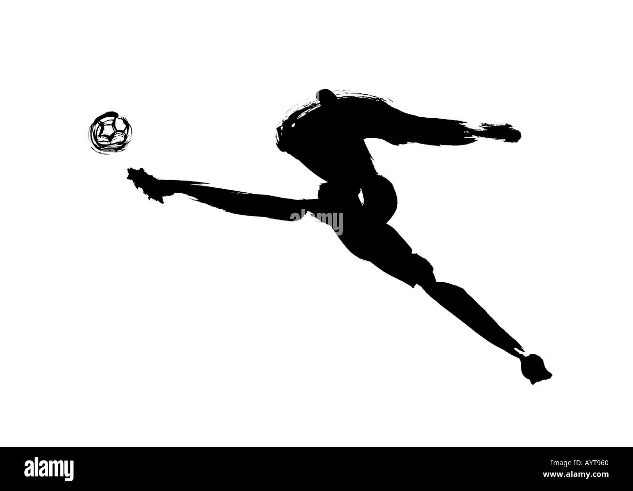 Artistic black ink painting of a soccer player Stock Photo - Alamy