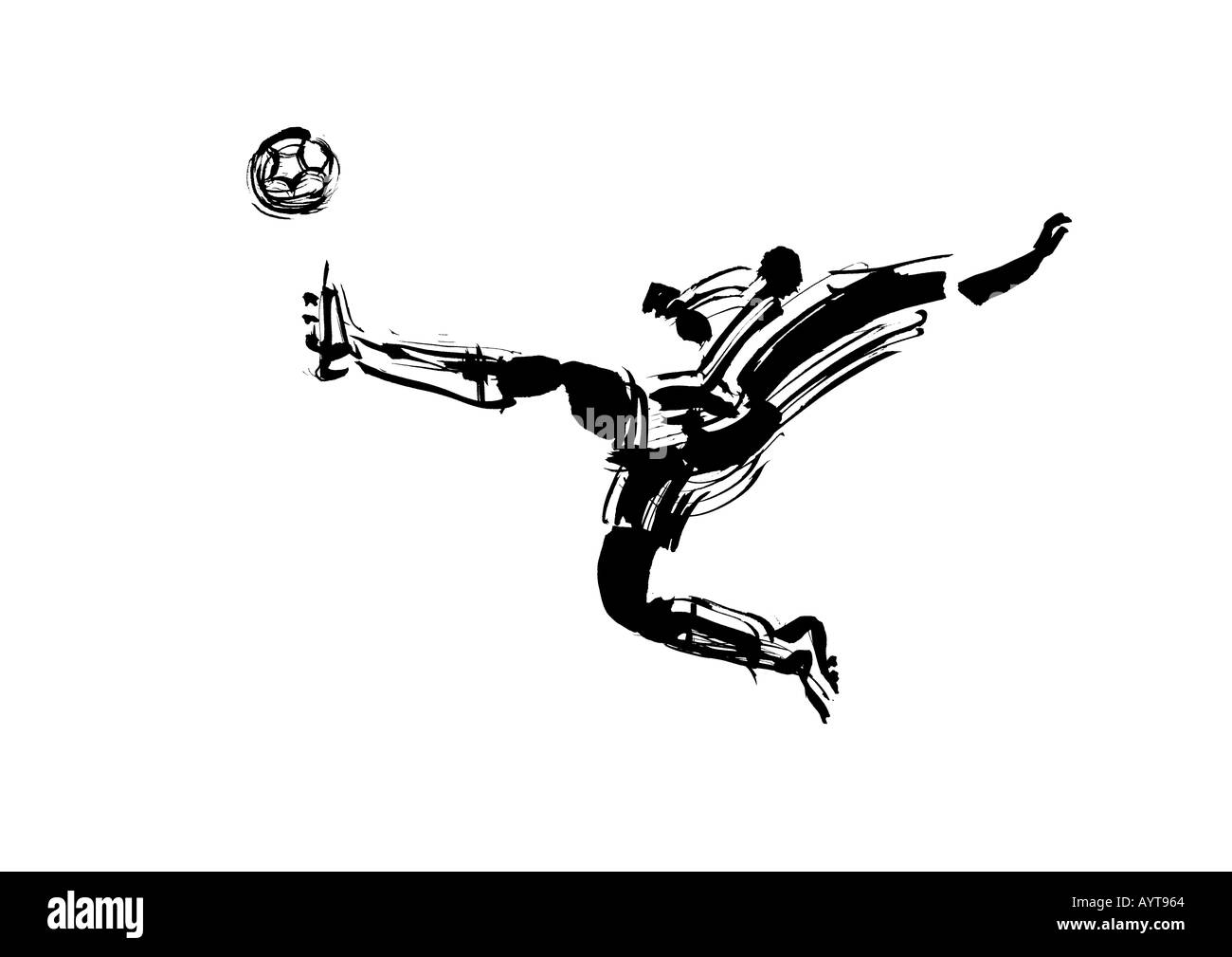 Artistic black ink painting of a soccer player Stock Photo - Alamy