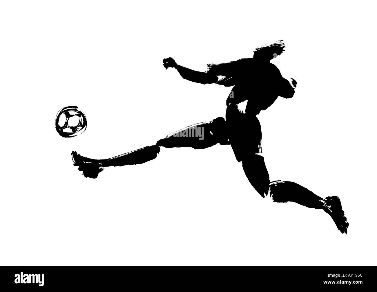 Artistic black ink painting of a soccer player Stock Photo - Alamy