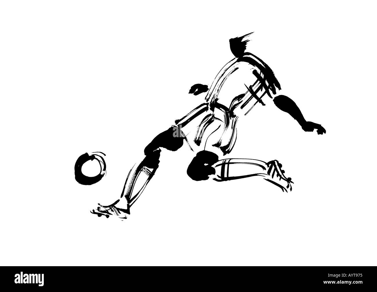 Artistic black ink painting of a soccer player Stock Photo - Alamy
