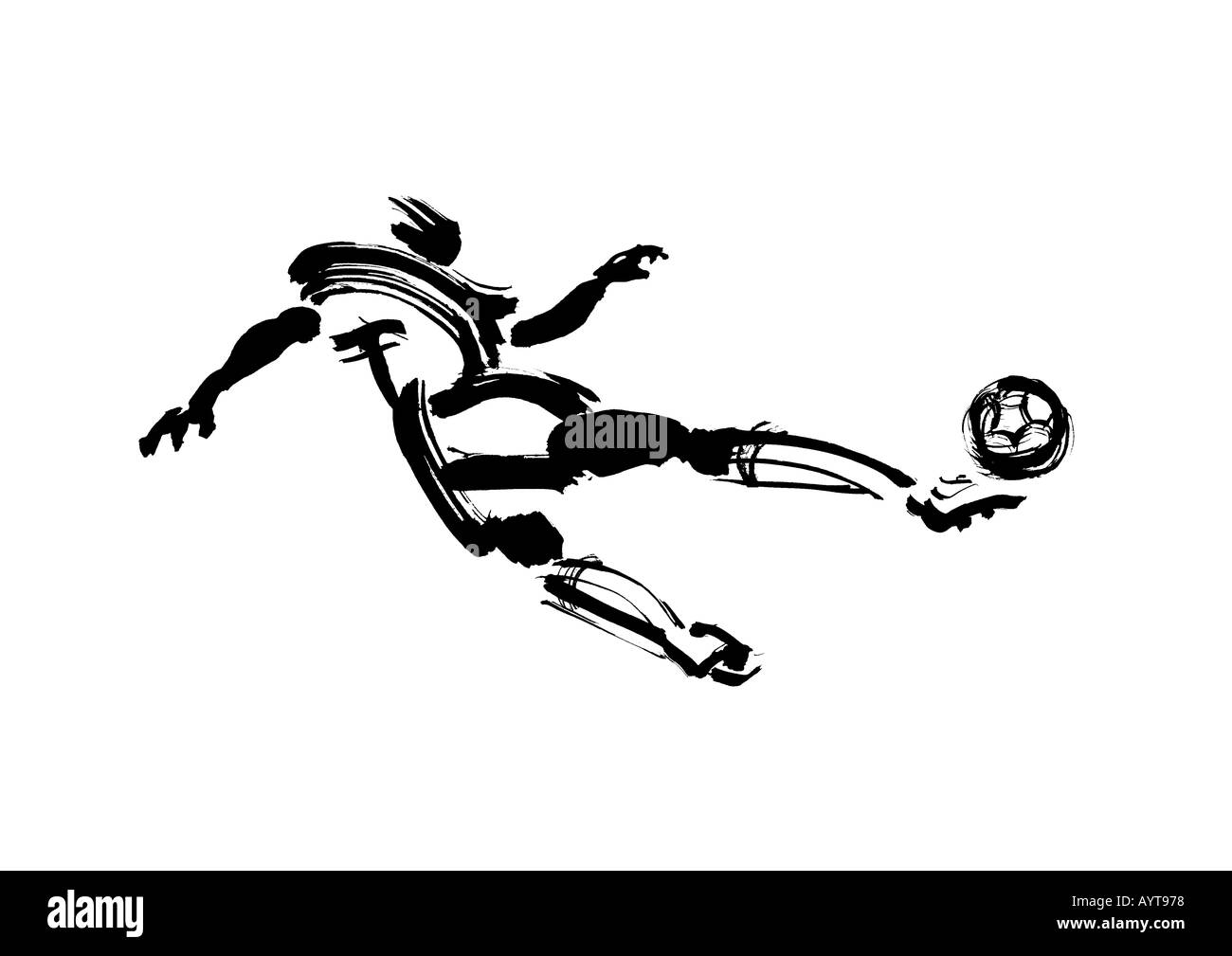 Artistic black ink painting of a soccer player Stock Photo - Alamy