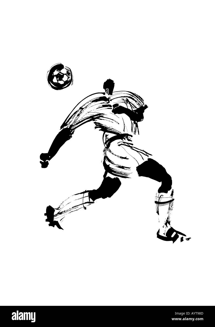Artistic black ink painting of a soccer player Stock Photo - Alamy