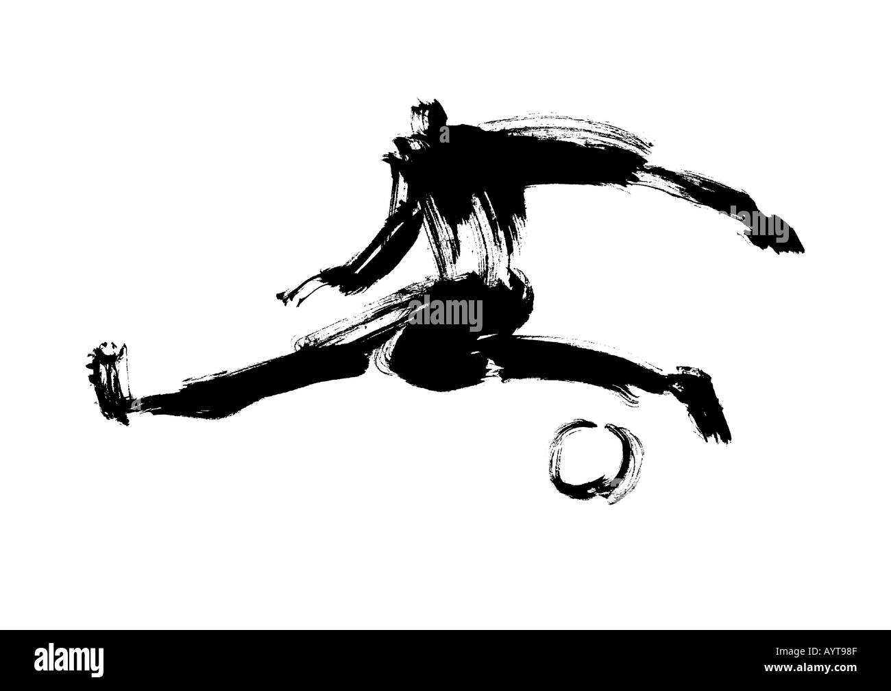 Artistic black ink painting of a soccer player Stock Photo - Alamy