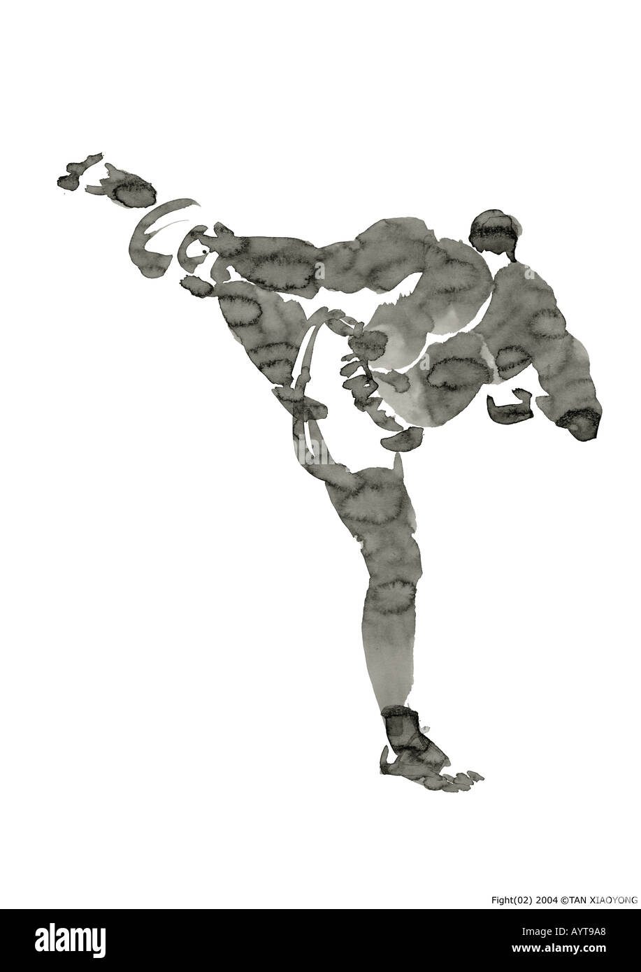 Artistic black ink painting of a boxing fighter Stock Photo - Alamy