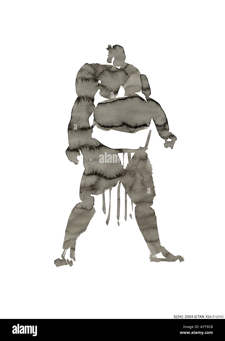 Artistic black ink painting of a Sumo Wrestler Stock Photo - Alamy