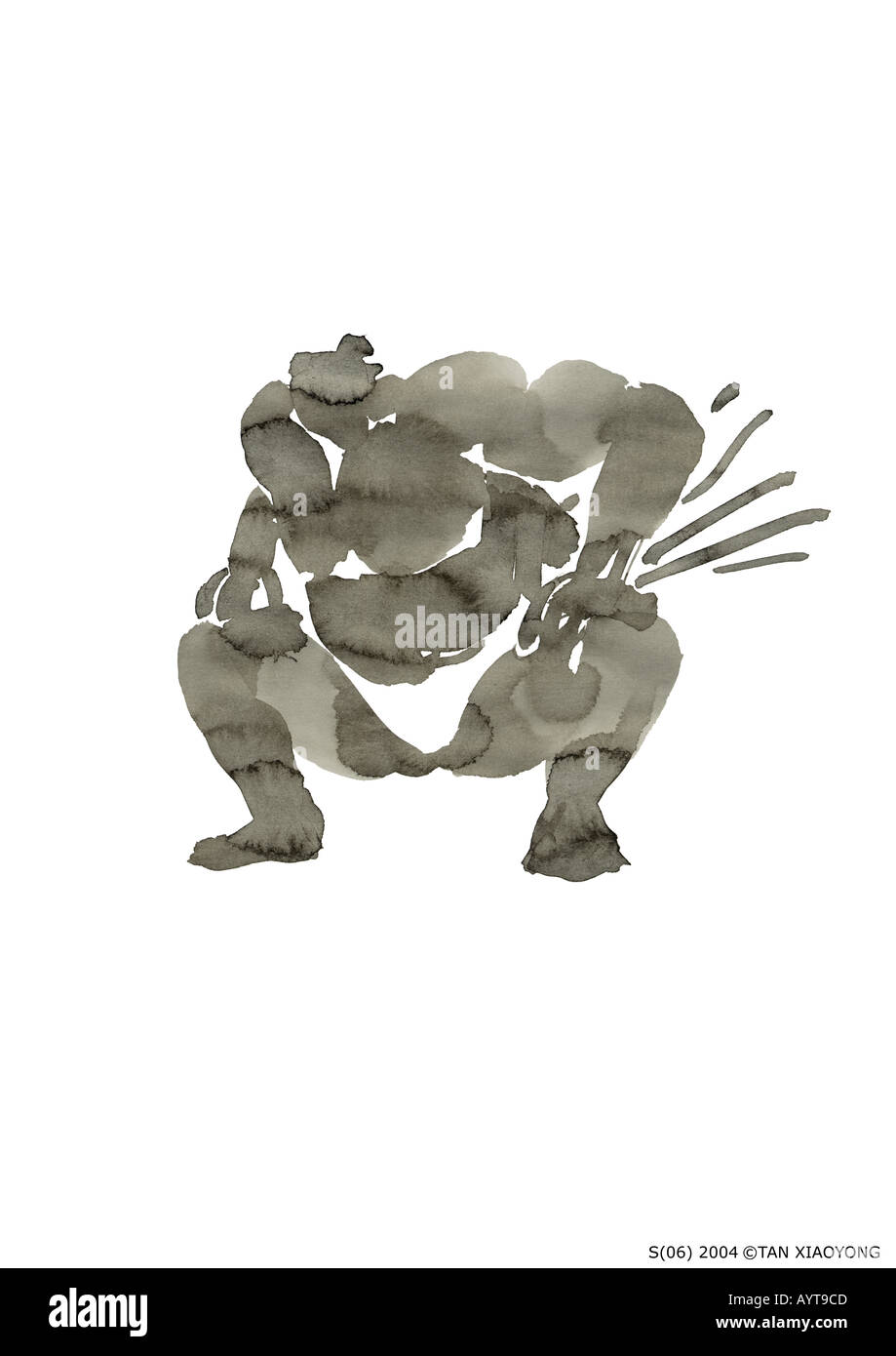 Artistic black ink painting of a Sumo Wrestler Stock Photo - Alamy