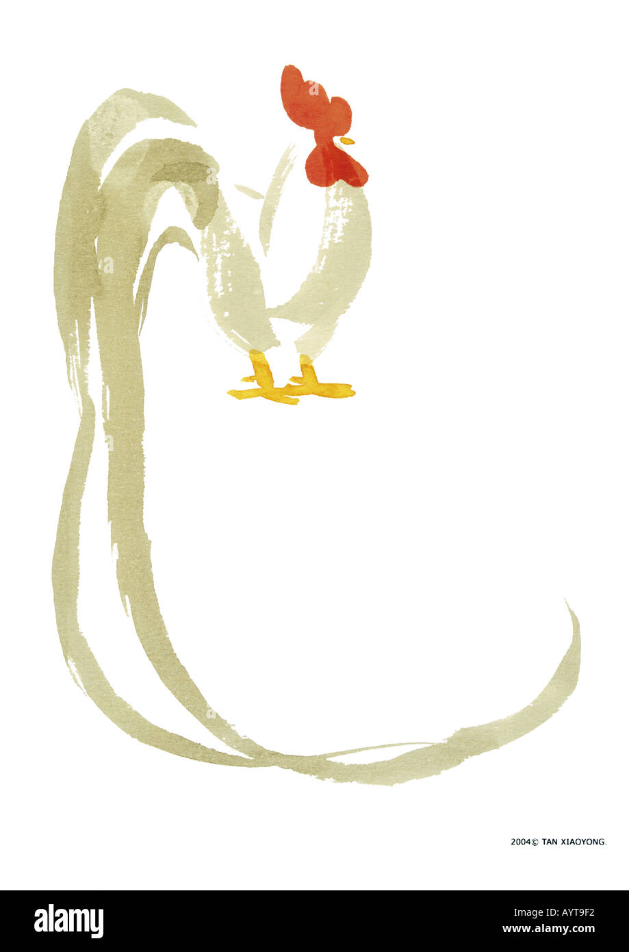 Artistic color brush work illustration of a rooster Stock Photo - Alamy