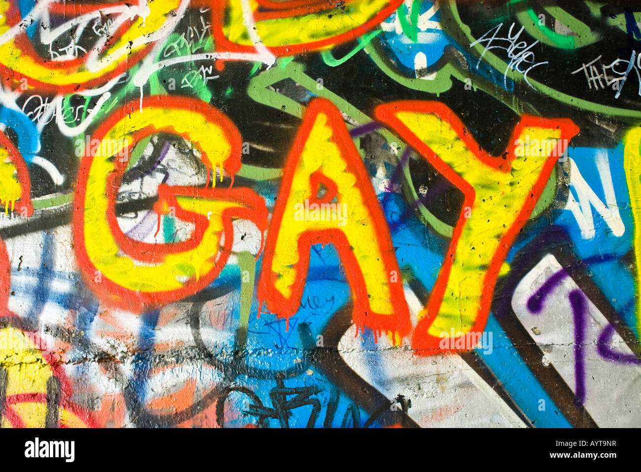"Gay" Abstract from Graffitti in an Underpass Stock Photo - Alamy
