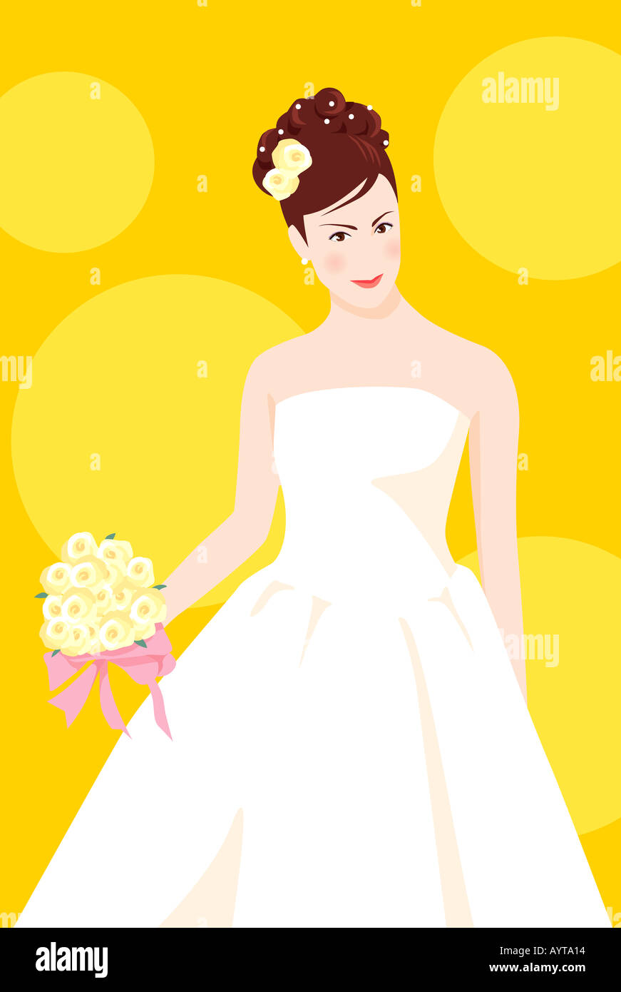 Illustration of a bride in white wedding dress Stock Photo - Alamy