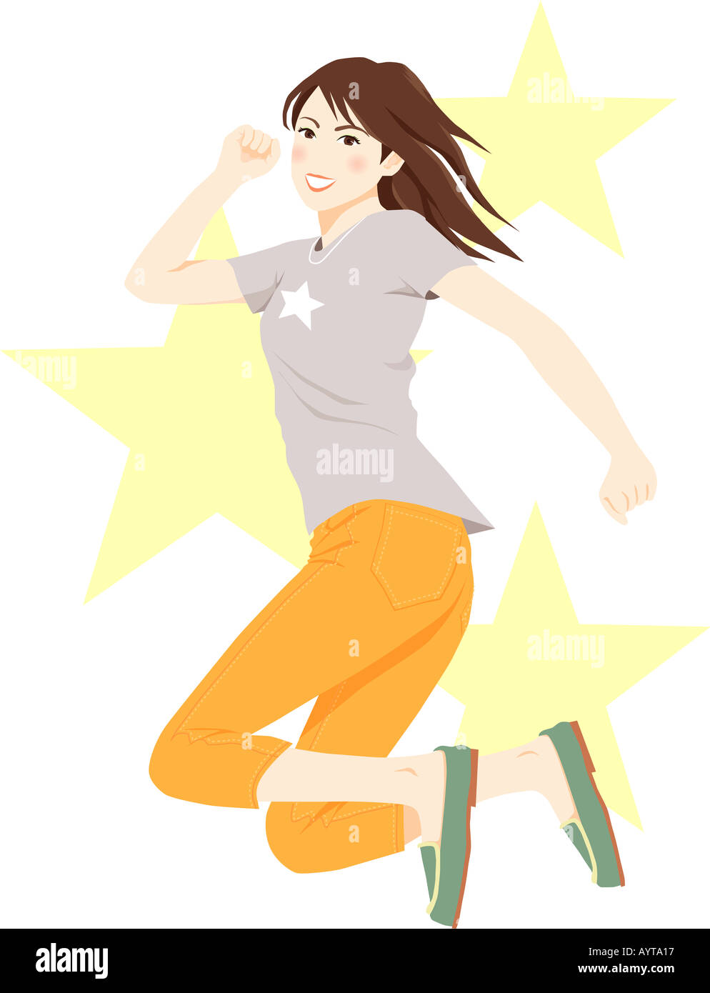 Illustration of a woman jumping Stock Photo - Alamy