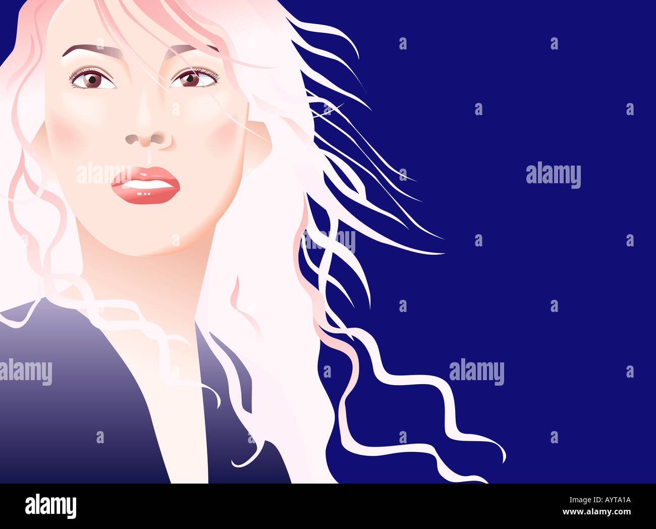 Illustration of a long haired woman Stock Photo - Alamy