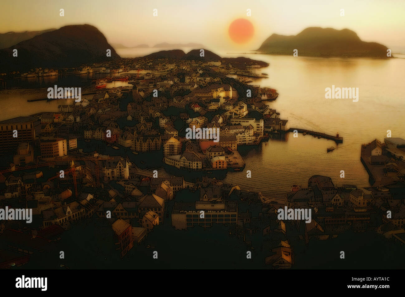 Beautifully retouched photo of seaport Stock Photo - Alamy