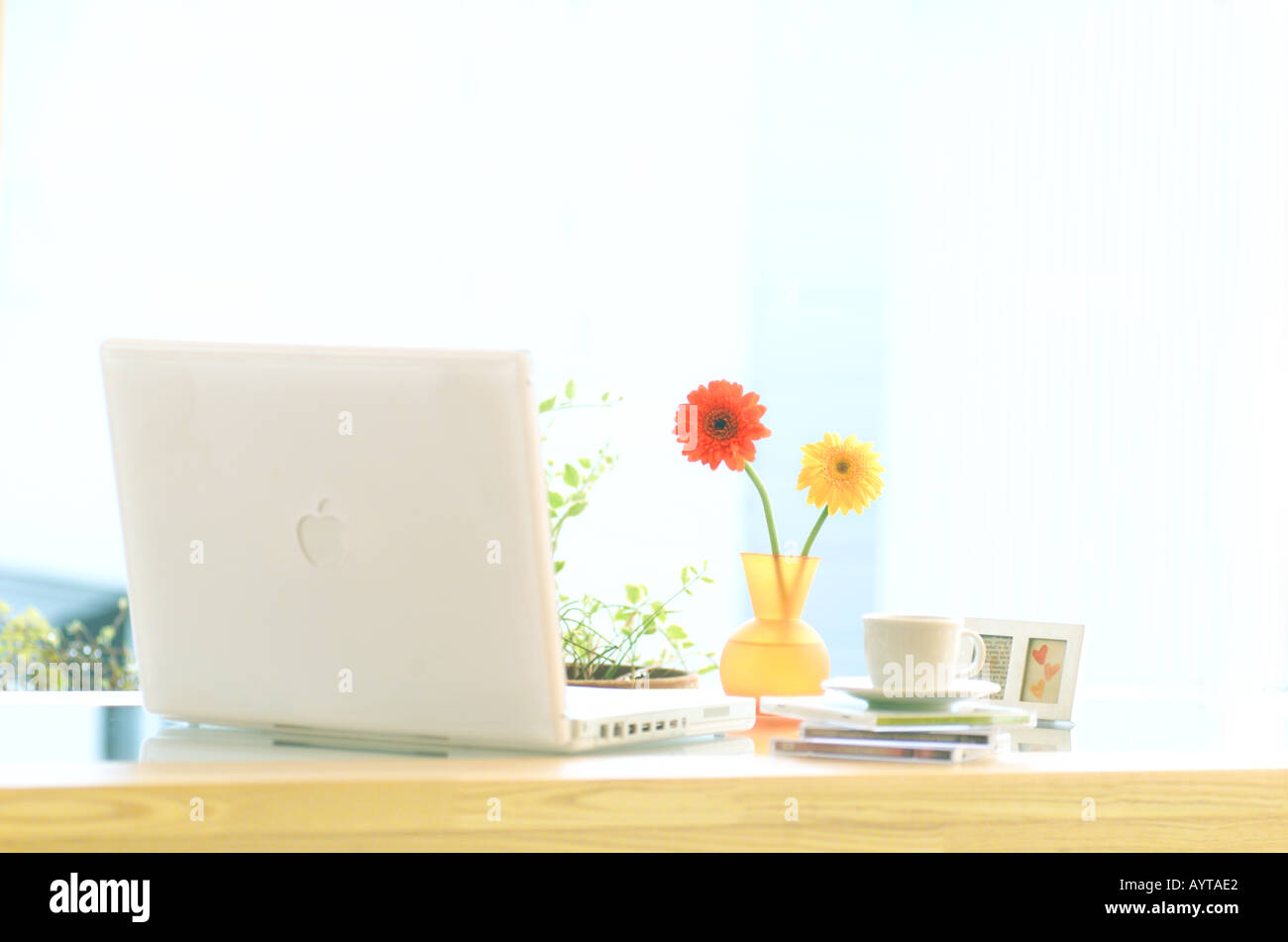 Desk laptop computer flowers hi-res stock photography and images - Alamy