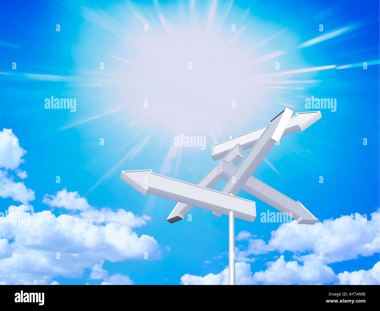 Five arrows under a bright light Stock Photo - Alamy