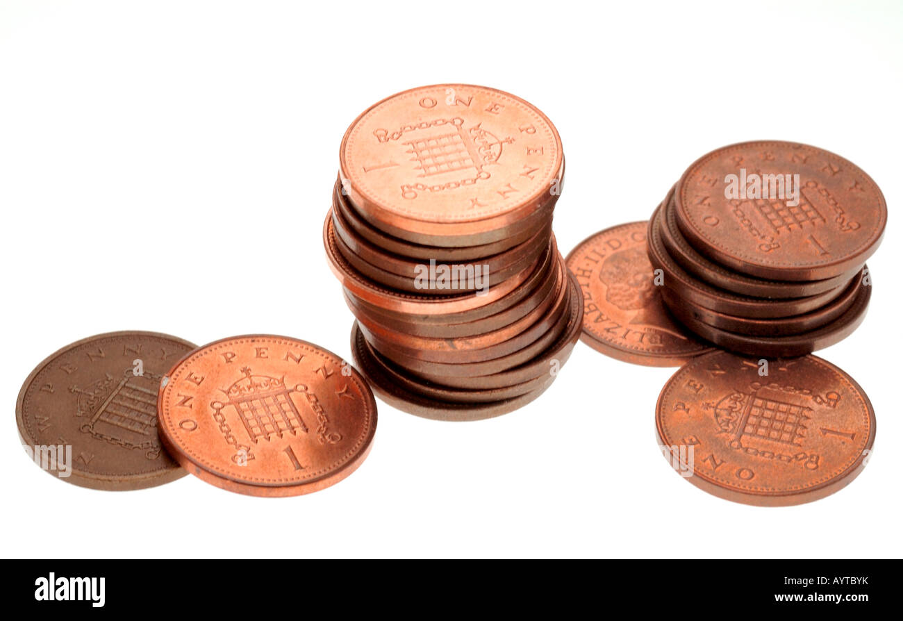 Pile of 1 Pence Coins Stock Photo - Alamy