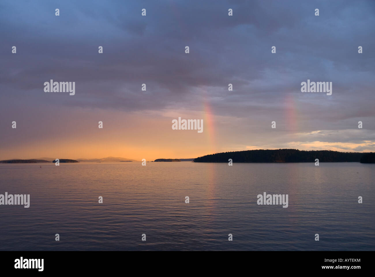 A double rainbow over the Strait of Georgia, British Columbia Stock ...