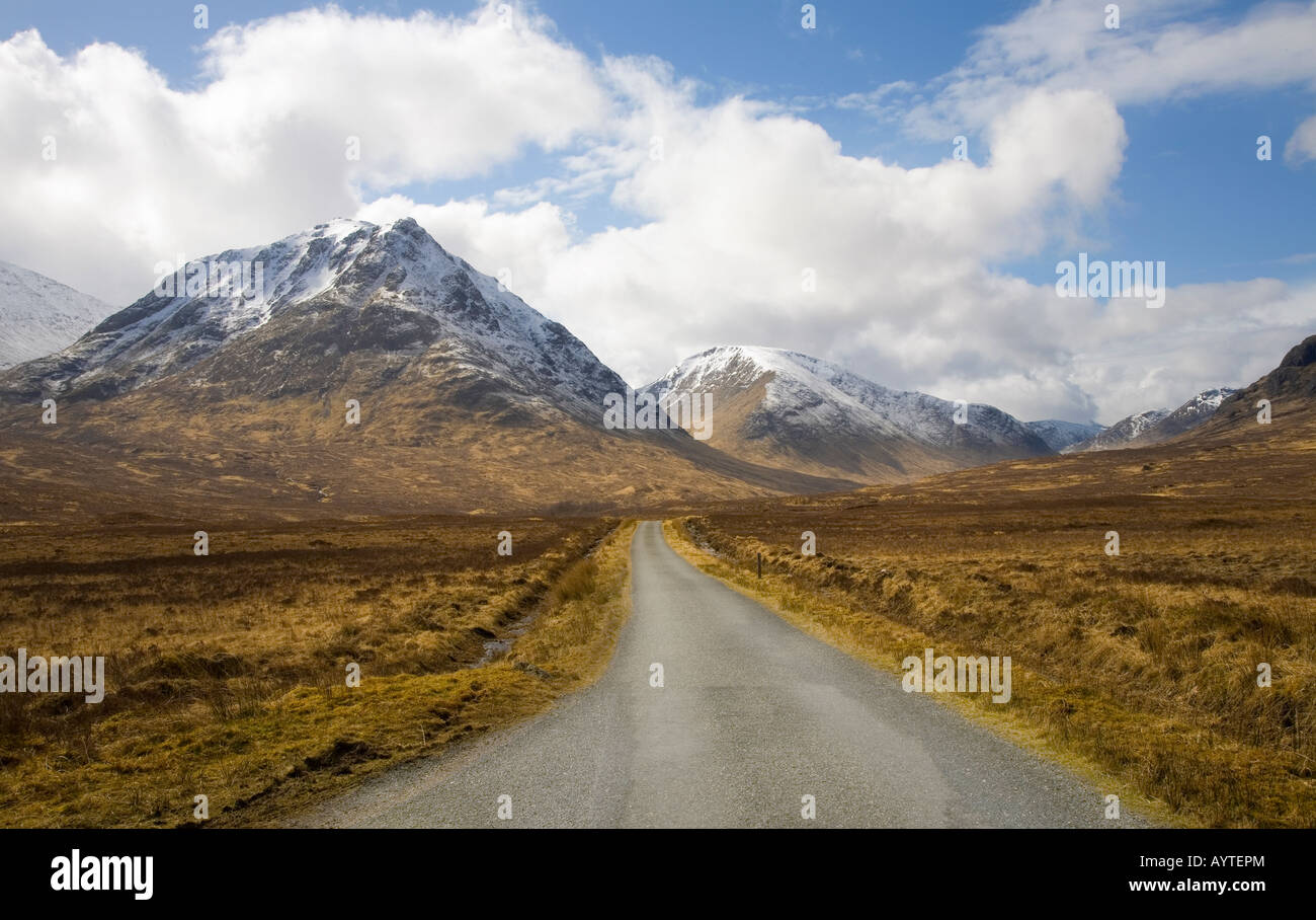 Spring landscapes on A82 Road and Buachaille Etive Mor at Glencoe ...