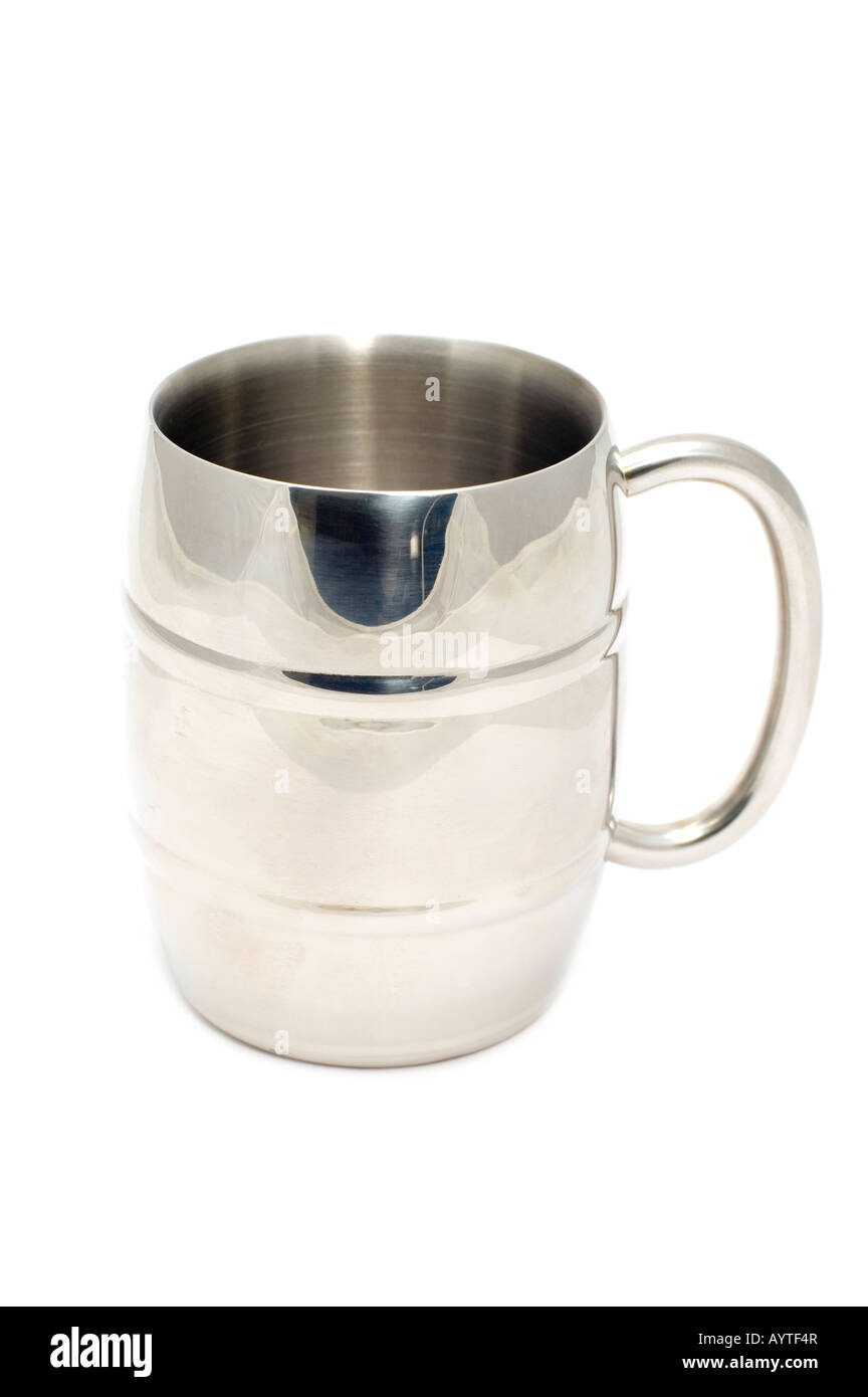 object on white kitchen utensil Metal beer mug Stock Photo - Alamy