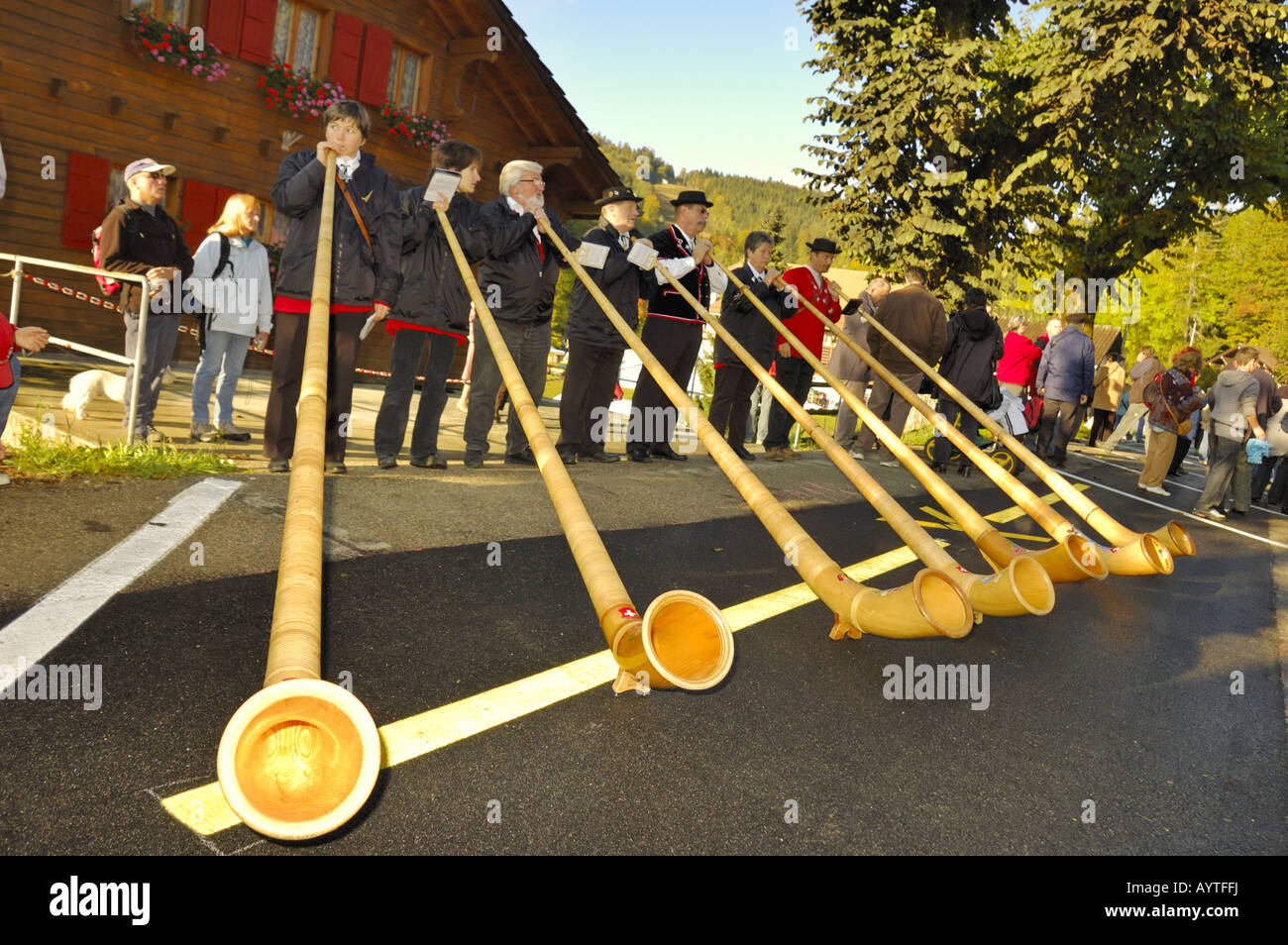 Switzerland tradition folklore alp horn hi-res stock photography and ...