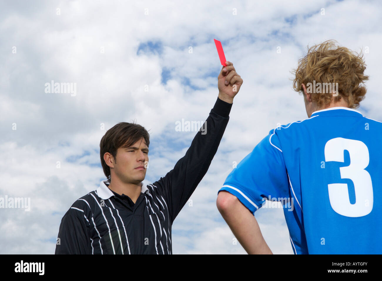Soccer Referee Showing Red Card On White Background Stock Photo - Alamy