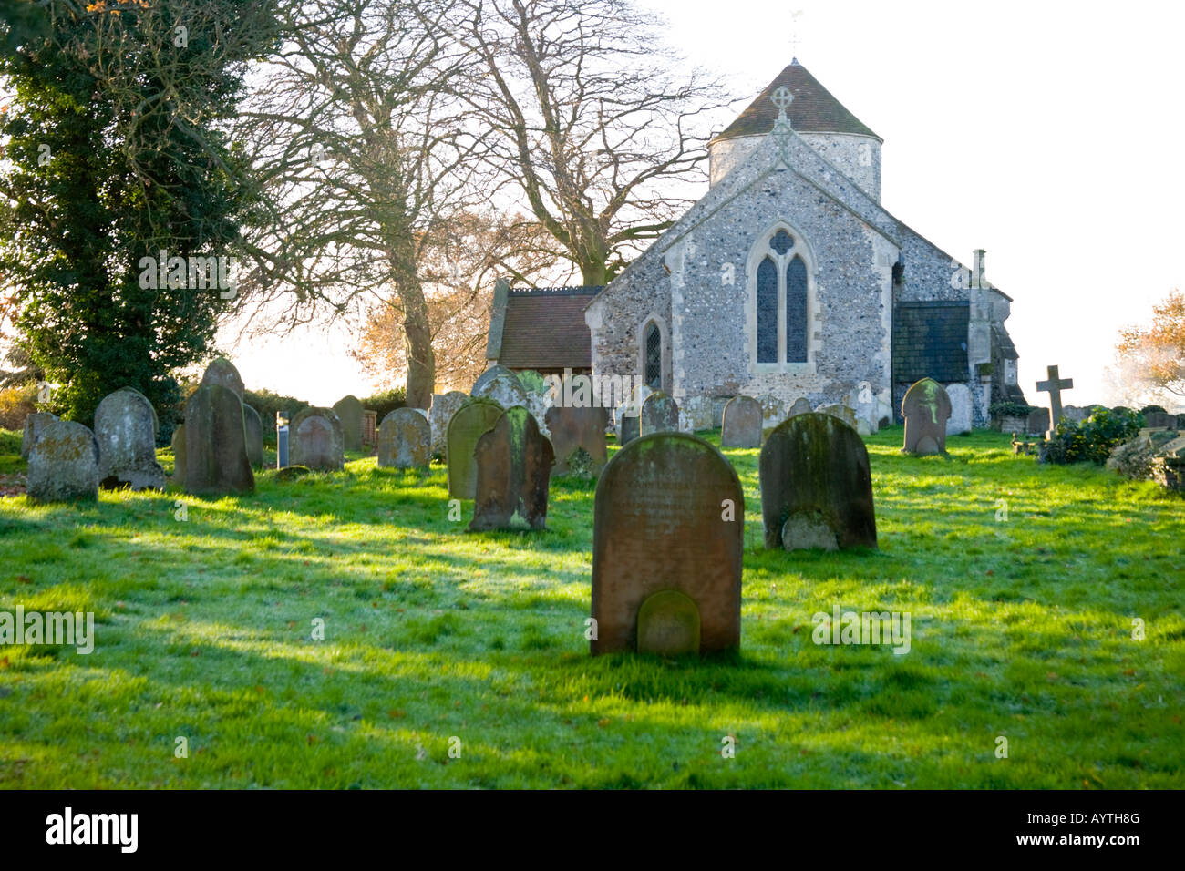 Rare historic Round tower country church at Freethorpe in Norfolk ...