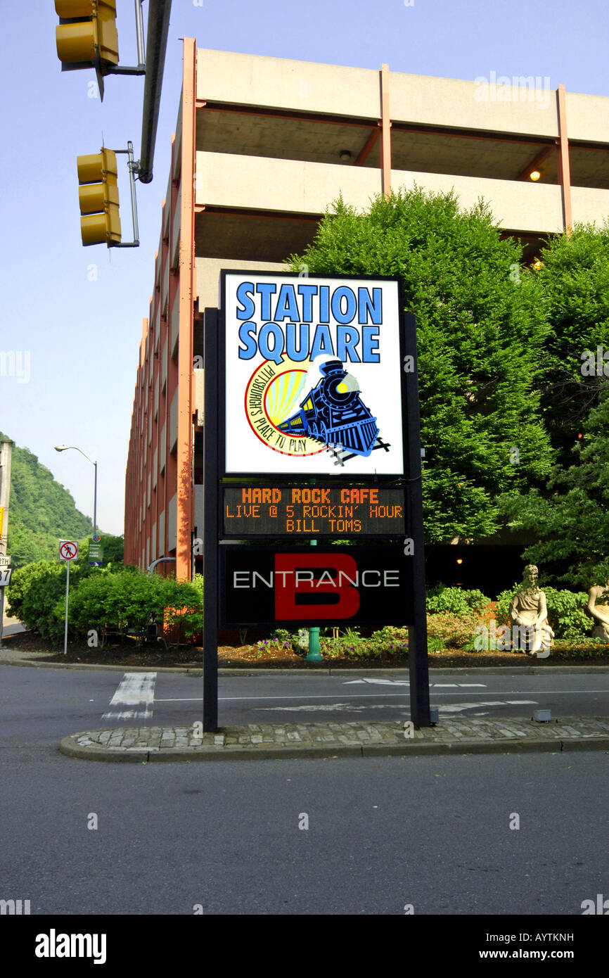 Station Square Plaza sign in Pittsburgh Pennsylvania PA Stock Photo - Alamy
