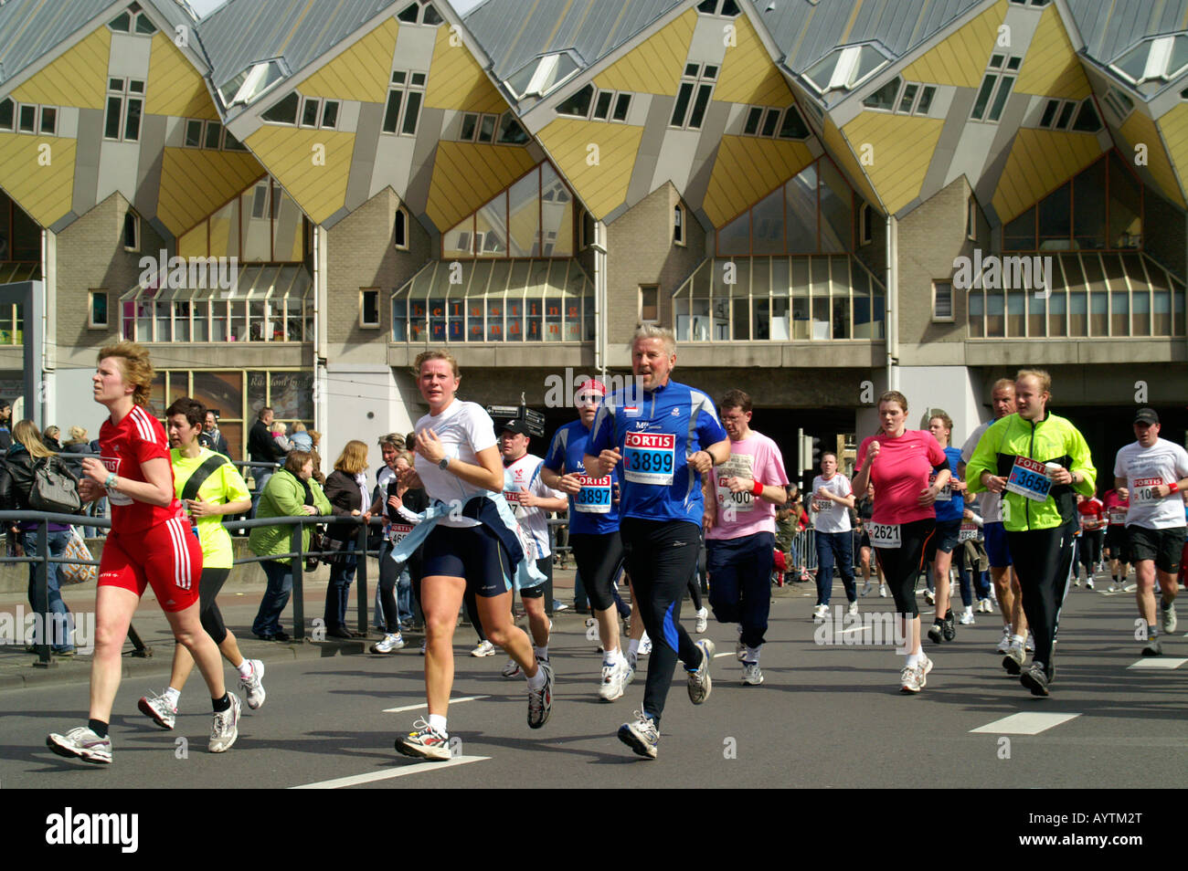 Group of runers at Rotterdam street City Marathon 13th April 2008 ...