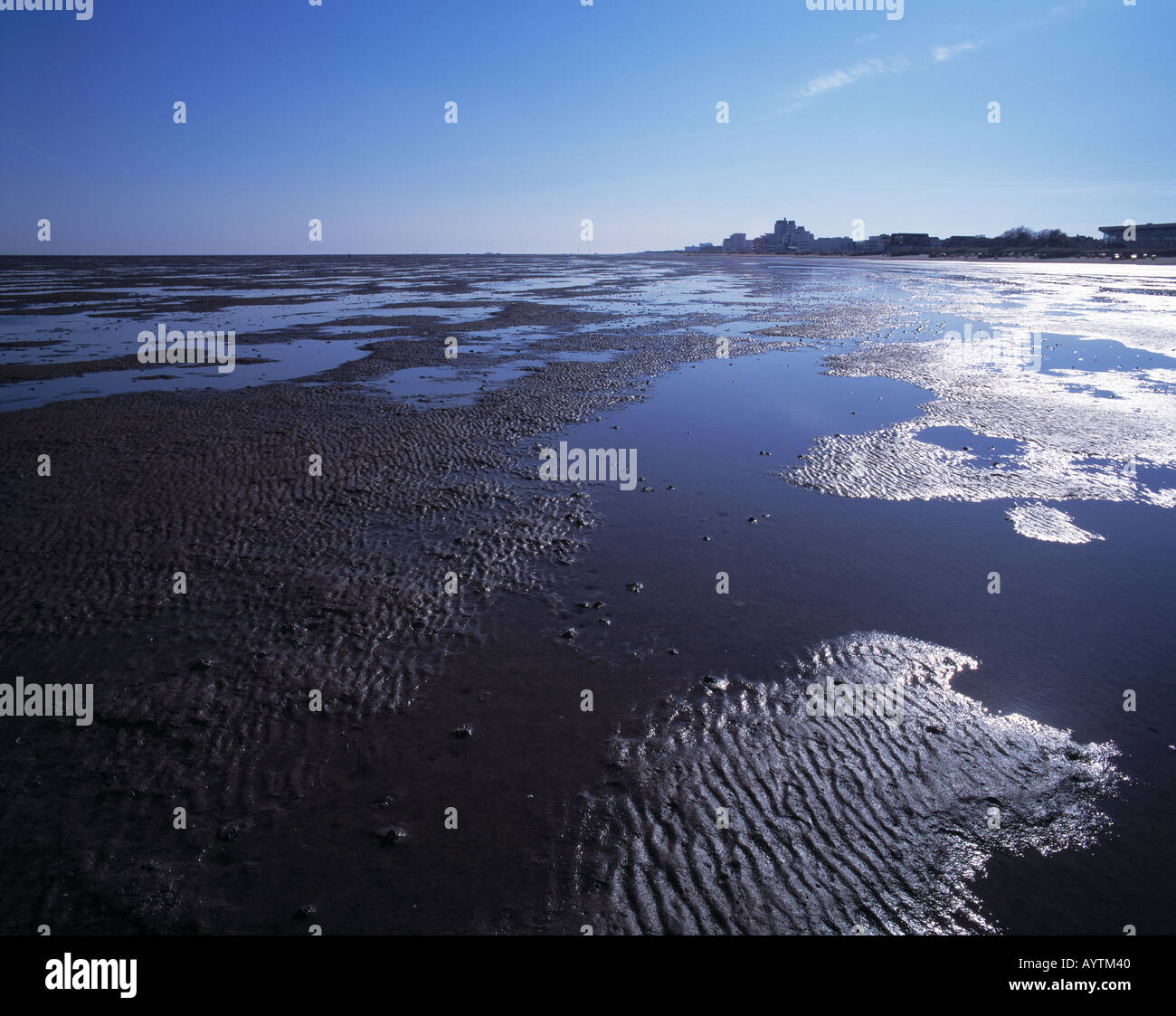 Wattenmeer bei Ebbe, Duhner Watt, Cuxhaven, Seebad, Nordsee ...