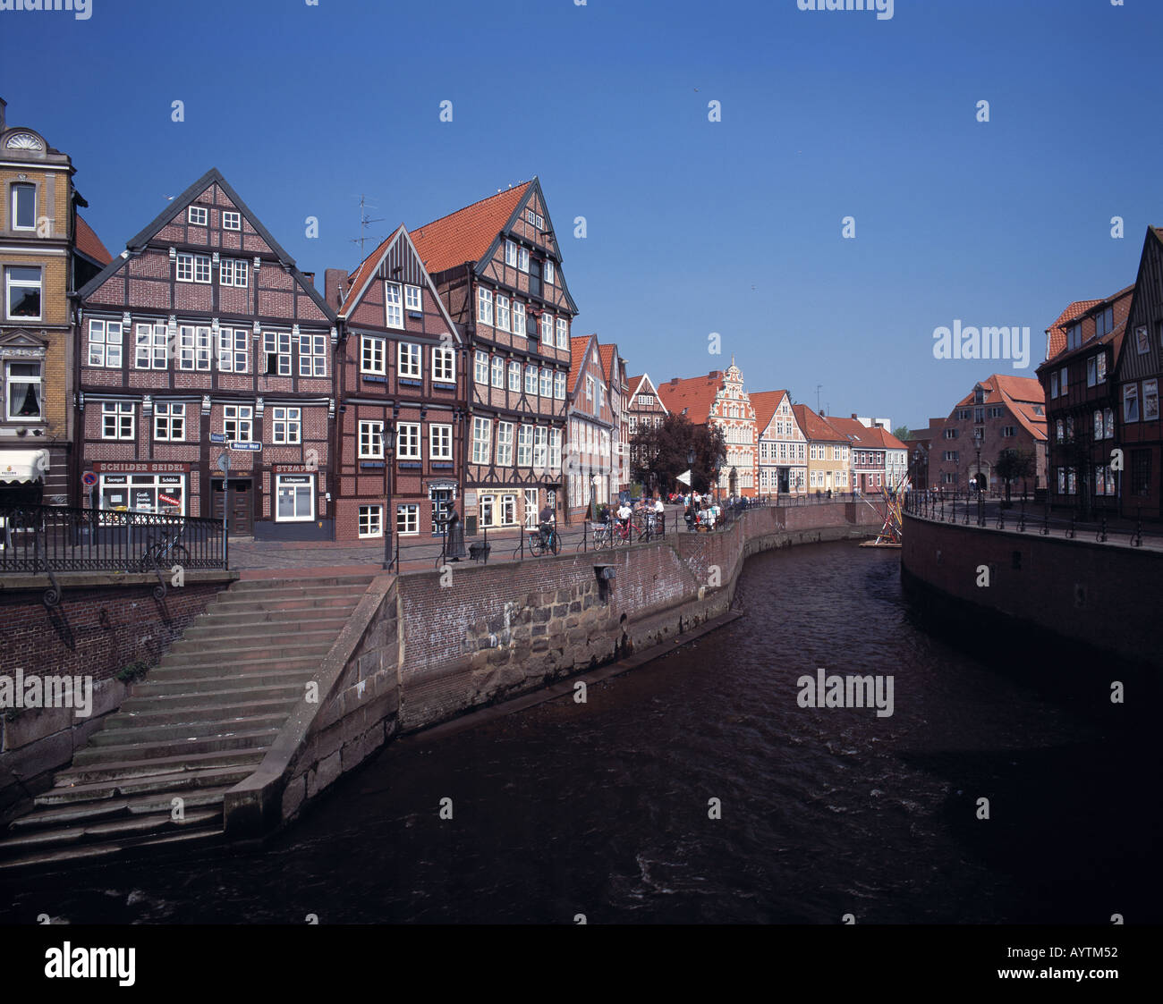 Alter Hafen, Fachwerkhaeuserzeile, Stade, Altes Land, Niedersachsen ...