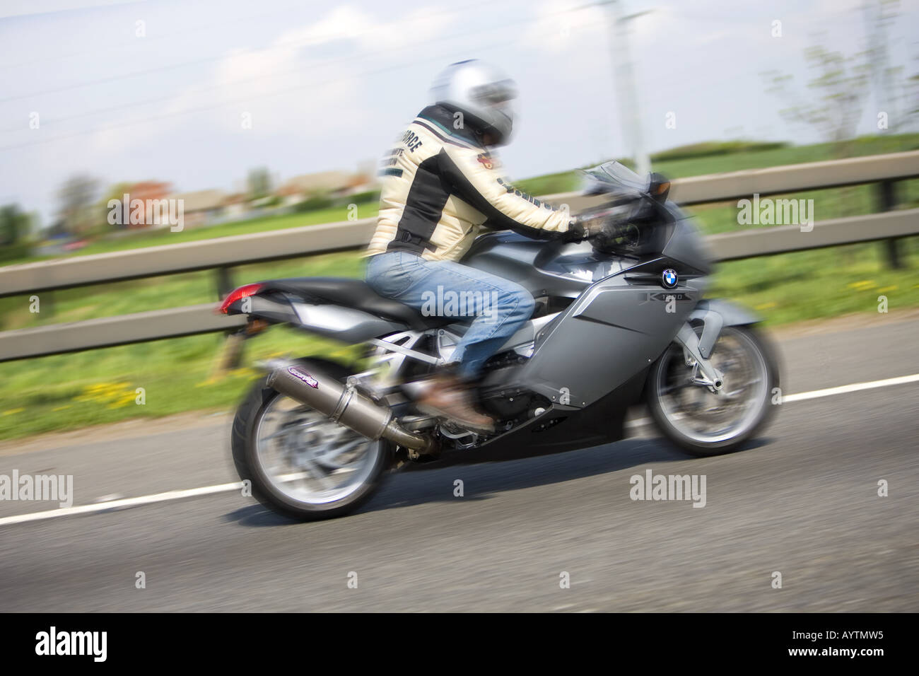 Motorcycle on M62 motorway Stock Photo - Alamy