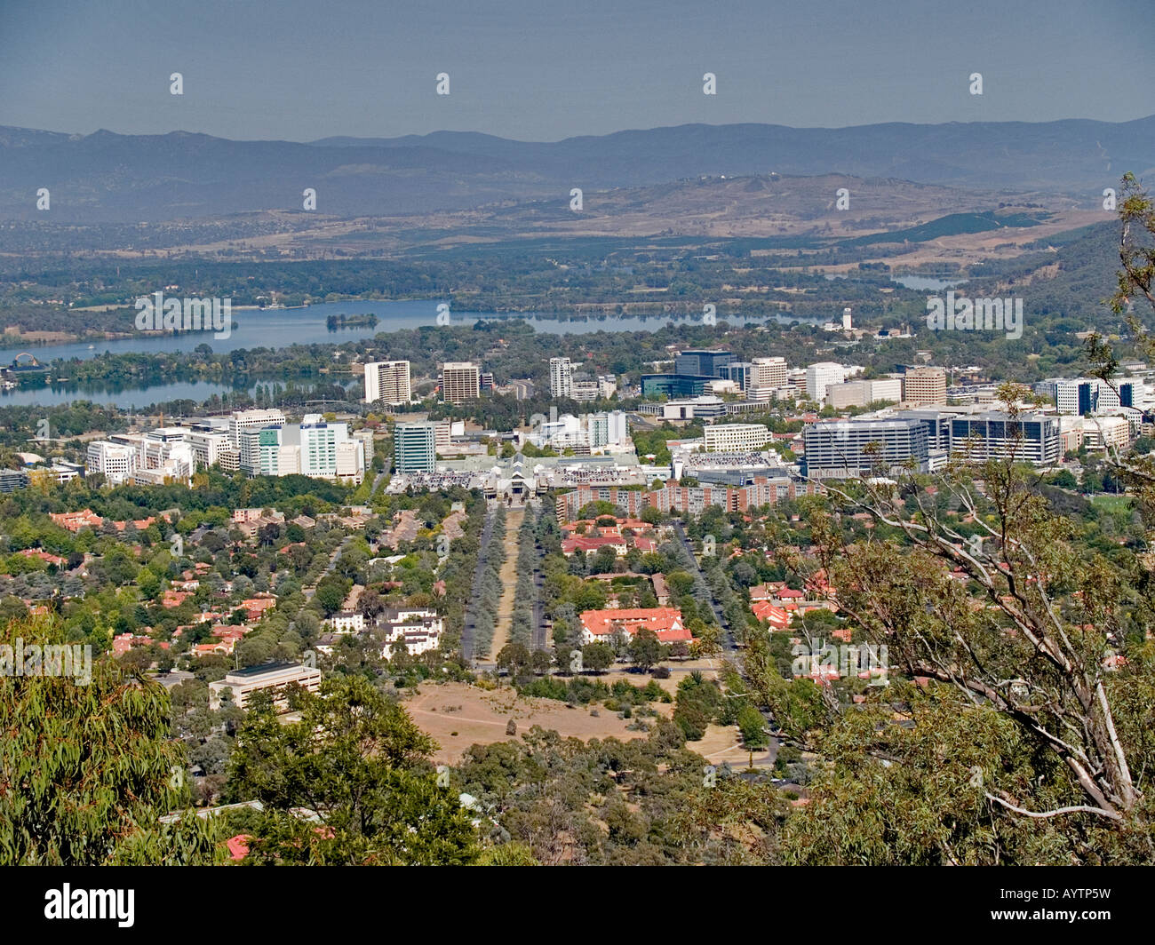 Canberra CBD from Mount Ainslie Australian Capital Territory with Lake ...