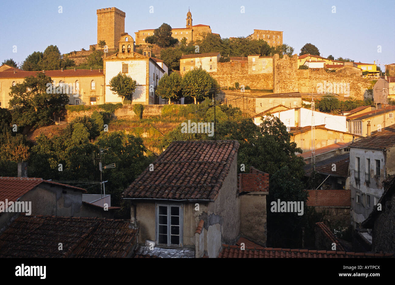 View to Castle and Parador Monforte de Lemos Galicia Spain Stock Photo ...