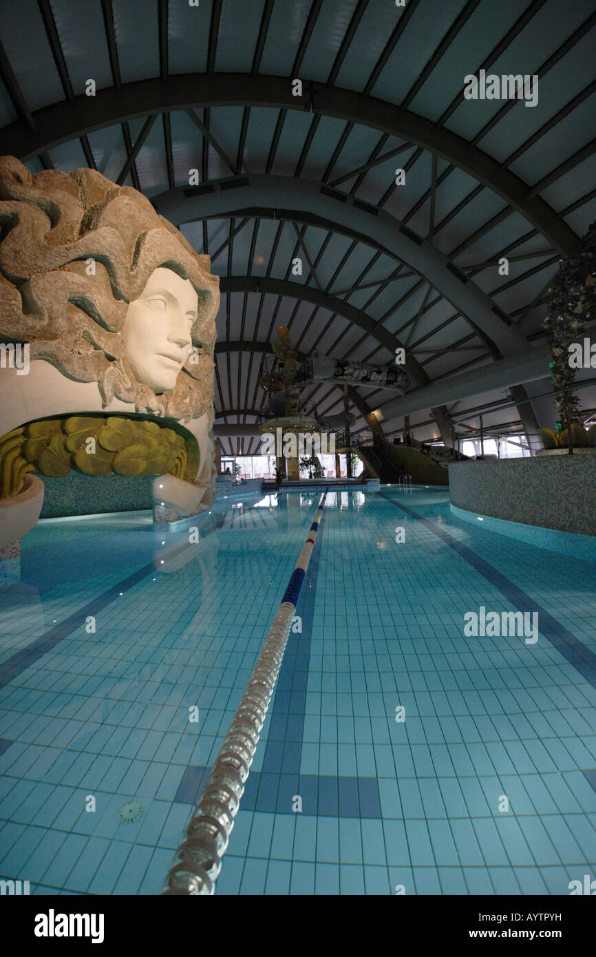 The swimming pool of the Spa Centras Druskininkai is a spa town during ...