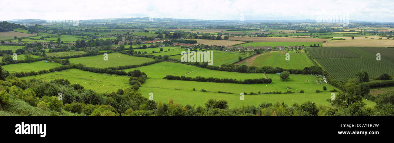 Somerset Norton sub Hamdon from Hamdon Hill panorama Stock Photo - Alamy