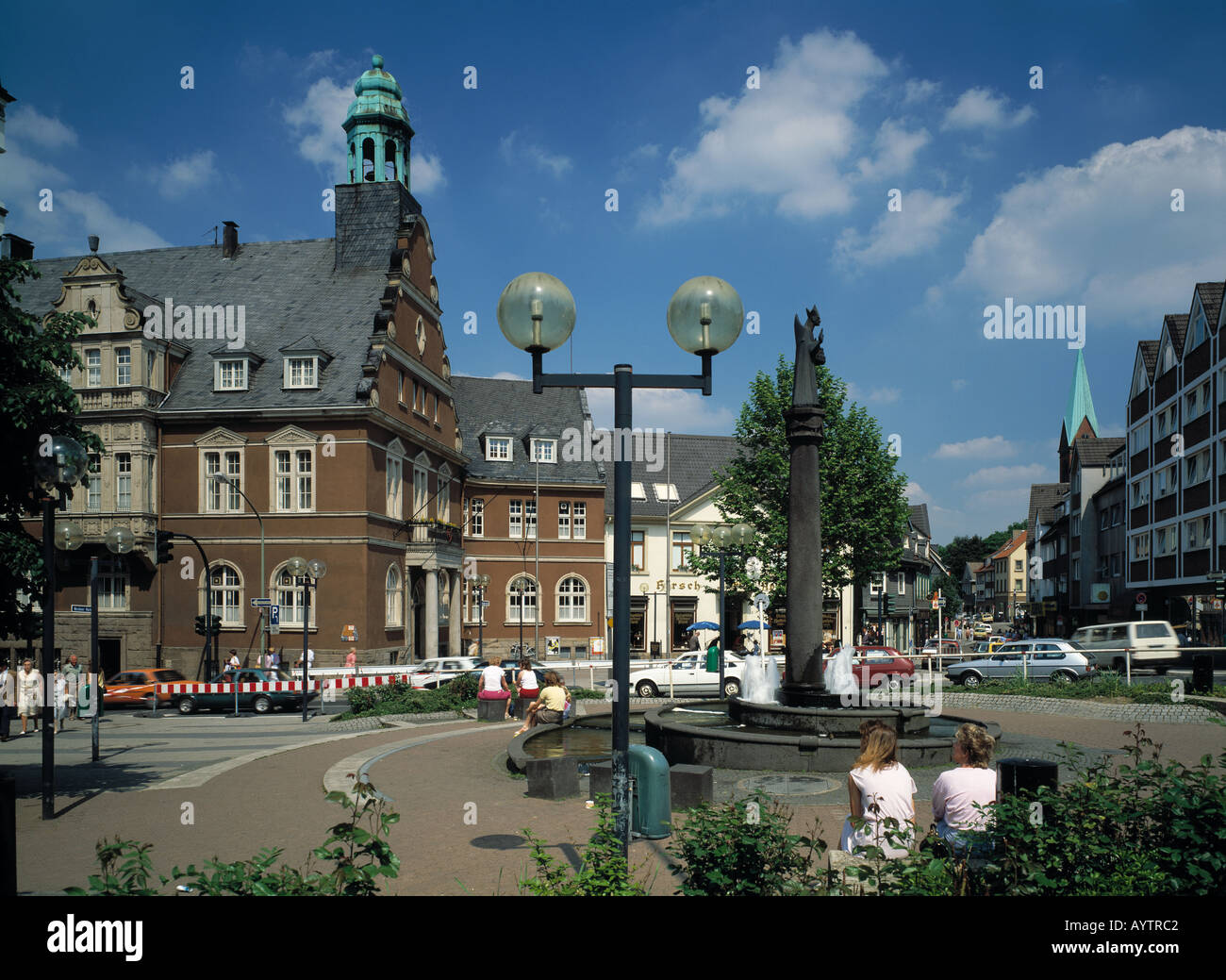 Marktplatz, Werdener Markt, Altes Rathaus und Marktbrunnen, Essen ...