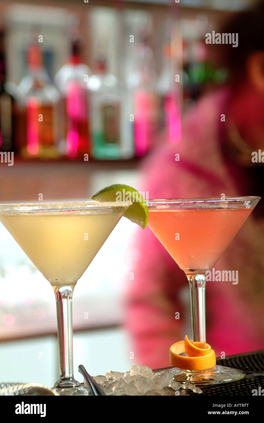 two cocktails, bright colorful drink Stock Photo - Alamy