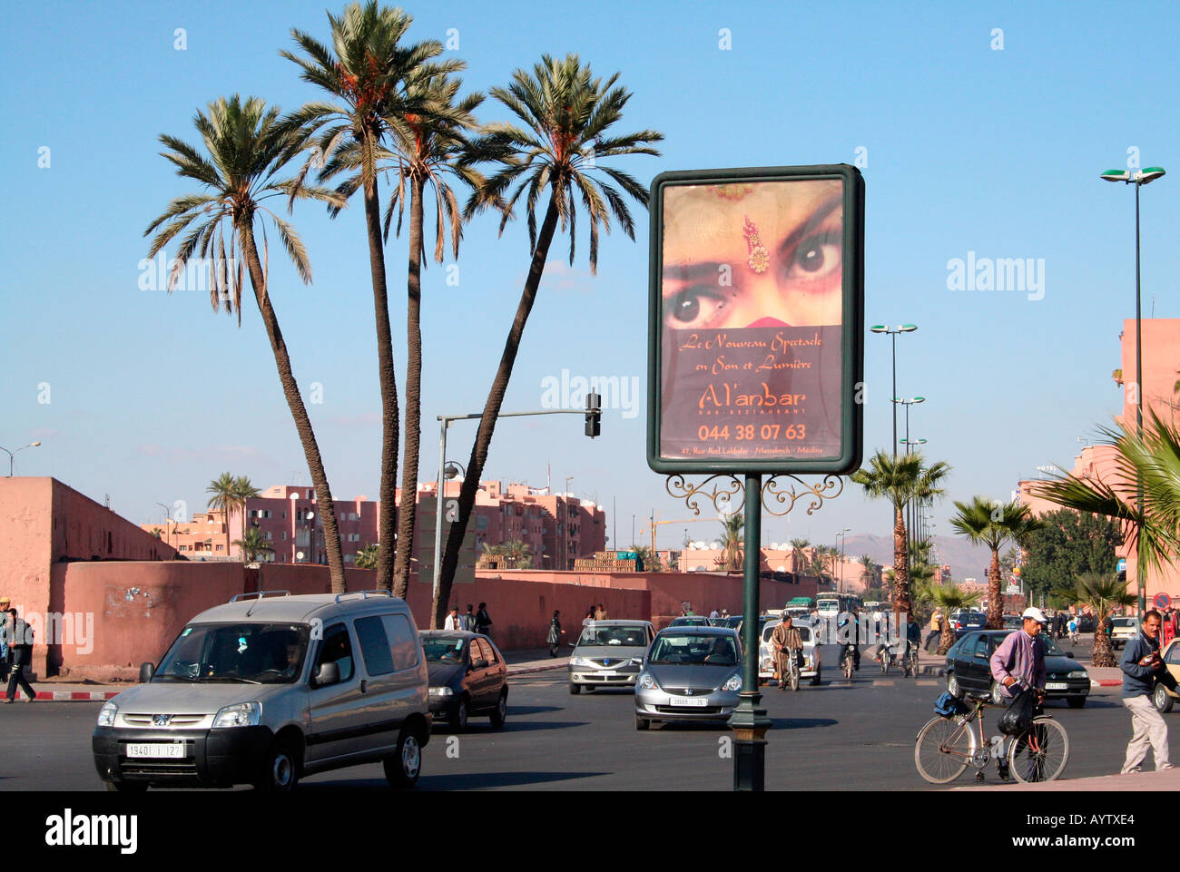 Advertisement on a signpost in Marrakech, Morocco, Northwest Africa ...