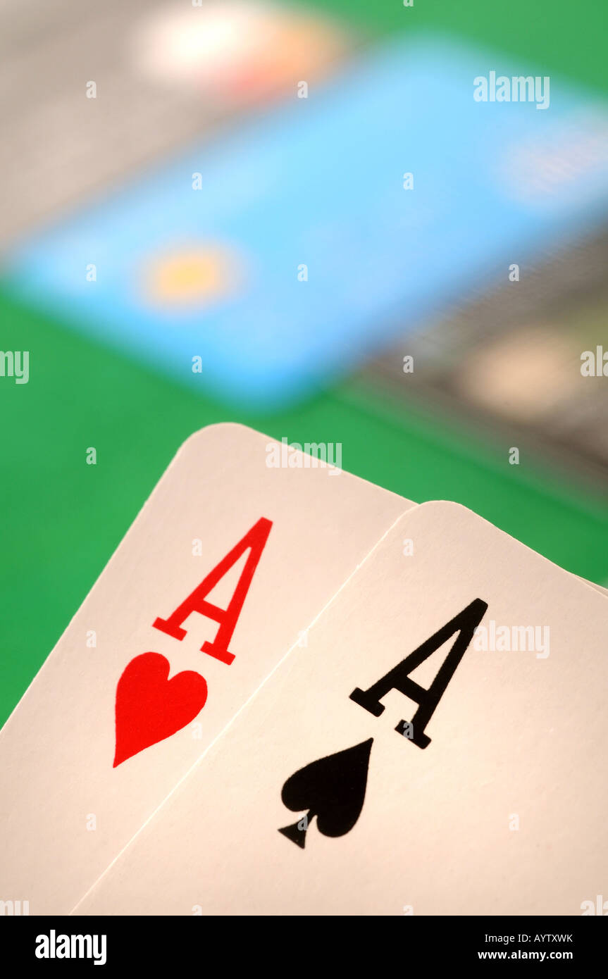 credit cards and aces gamble and pay Stock Photo - Alamy