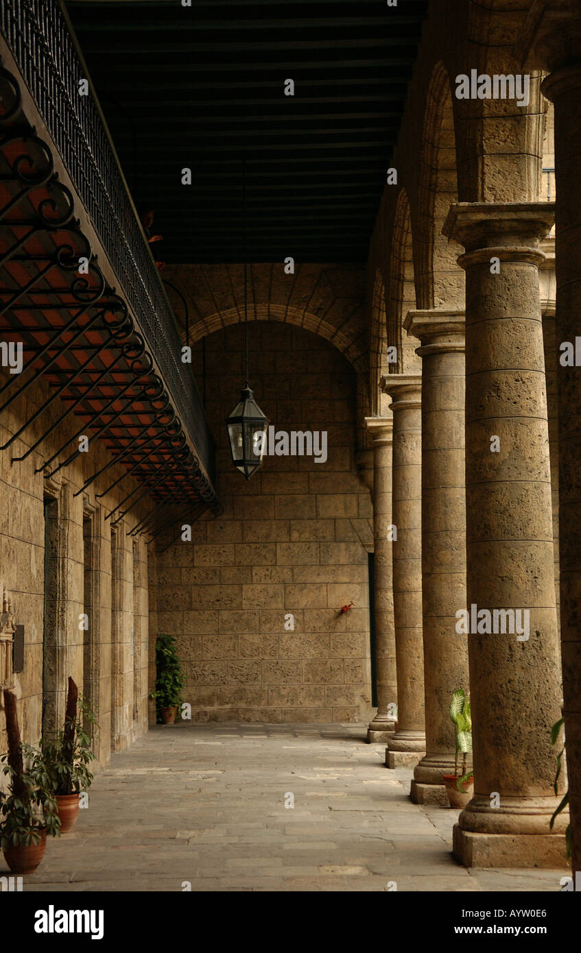 Columns lining a corridor of a building Havana Cuba Stock Photo - Alamy