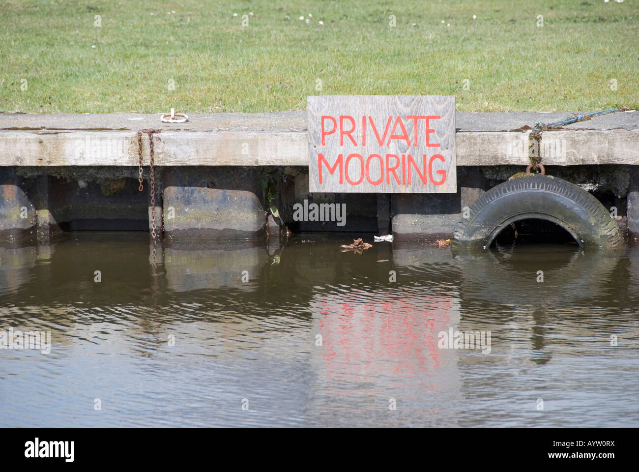 hand painted private mooring sign on canal Stock Photo - Alamy