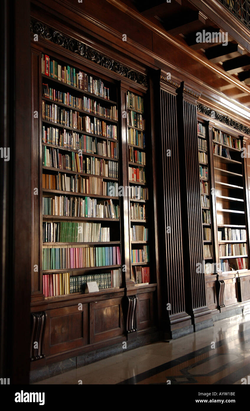 Profile of books in shelves in a library Havana Cuba Stock Photo - Alamy