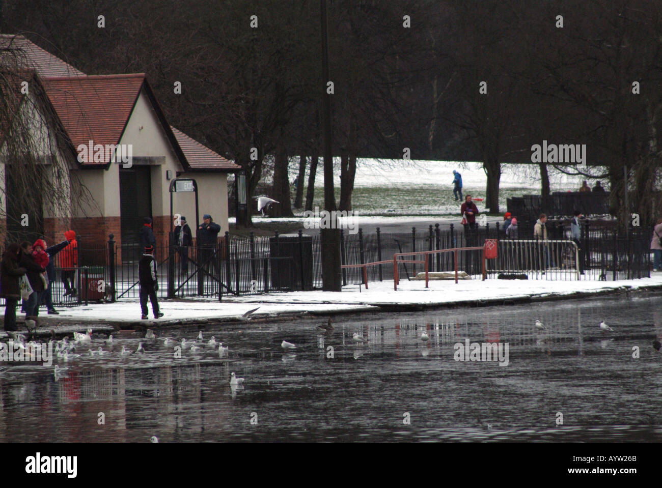 heaton park frozen boat lake Stock Photo - Alamy