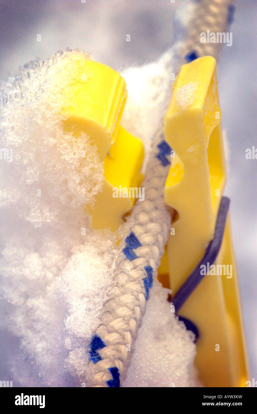 Peg with Snow Stock Photo - Alamy